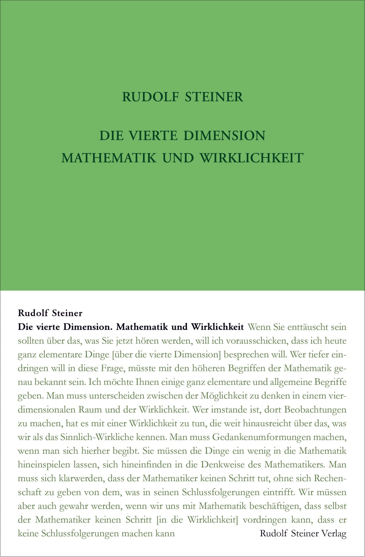 Die vierte Dimension. Mathematik und Wirklichkeit. — Glomer Buchversand